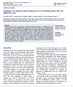Medi-Lite | Literature-Based Adherence Score To Mediterranean Diet